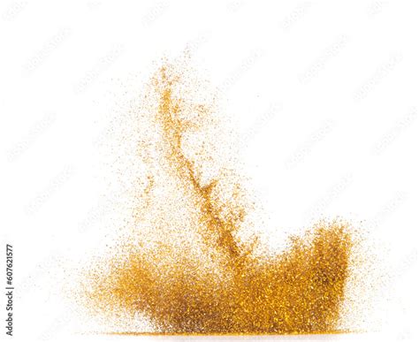 Explosion Metallic Gold Glitter Sparkle Bokeh Isolated White Background
