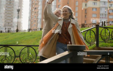 Caucasian Mature Middle Aged Woman Man Married Couple Dance Together