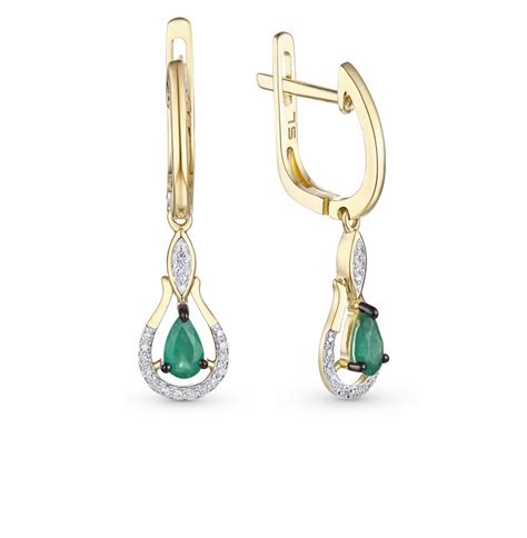 Фото «золотые серьги с изумрудами и бриллиантами» | Russian jewelry ...