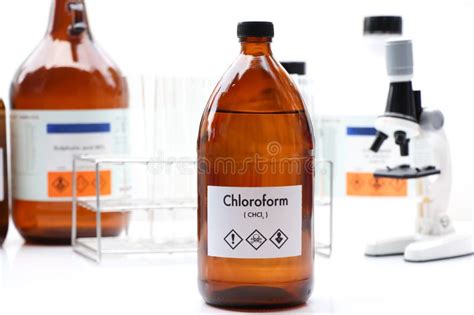 Chloroform In Bottle Chemical In The Laboratory And Industry Stock
