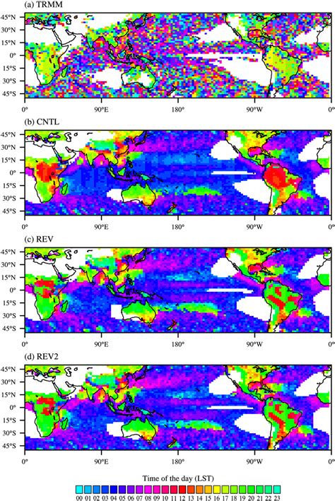 Spatial Distributions Of Diurnal Peak Times Lst For Annual Download Scientific Diagram