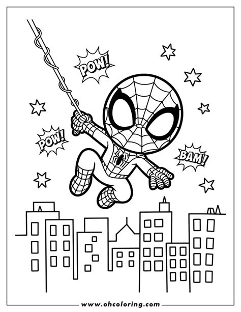 Spider Man Swinging Coloring Page