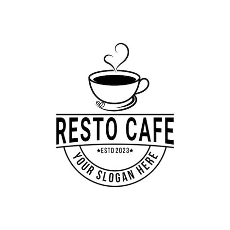레스토랑 커피 ⁇ 의 커피 컵 로고 디자인 프리미엄 벡터