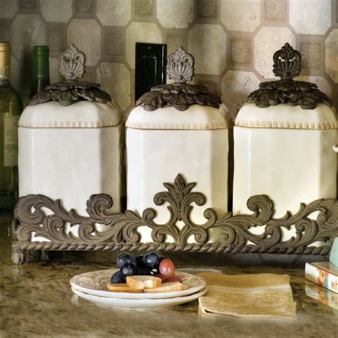 Ceramic Canister Set Iron Accents