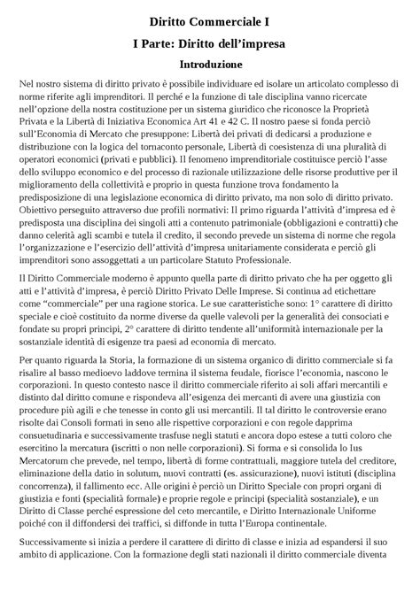 Riassunto Completo Diritto Commerciale Docsity
