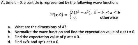 Solved At Time T 0 A Particle Is Represented By The