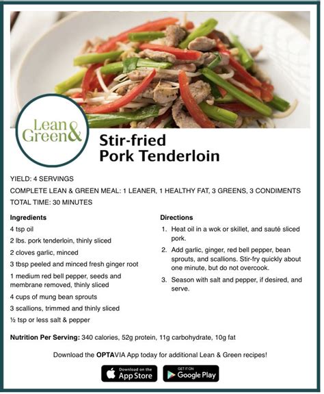 Stir Fried Pork Tenderloin Lean Protein Meals Lean And Green Meals