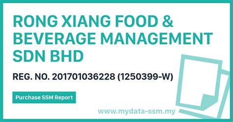 Rong Xiang Food And Beverage Management Sdn Bhd 201701036228 1250399 W