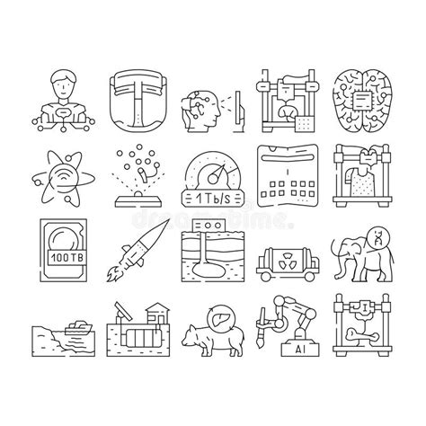 Future Technology Digital Data Icons Set Vector Stock Vector