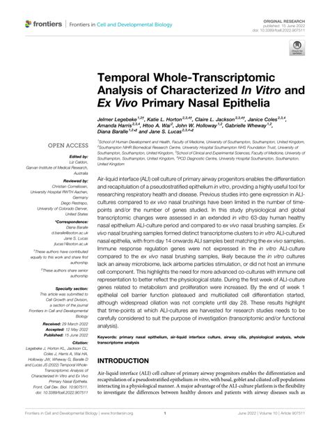 Pdf Temporal Whole Transcriptomic Analysis Of Characterized In Vitro