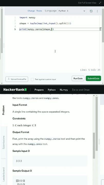 Hackerrank Python Numpy Zeros Ones Hackerranksolutions