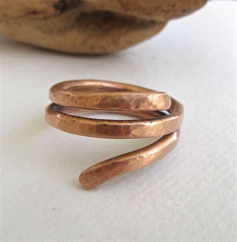 Solid Copper Hammered Ring Thick Heavy Wire Handformed Have You Tried Wearing Copper To Help