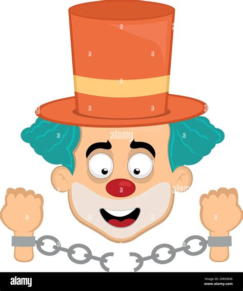 Vector Illustration Face Character Clown Cartoon Breaking Chains In