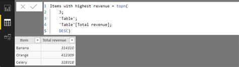 topn first n rows from table dax power pivot power bi