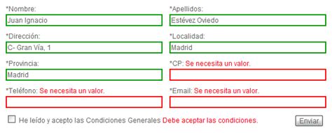 validación de campos de un formulario con spryassets