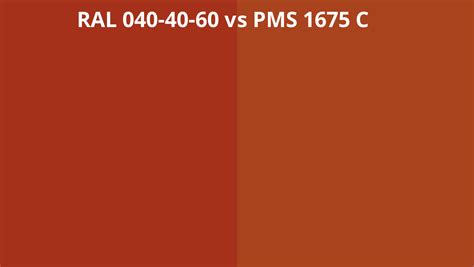 Ral 040 40 60 Vs Pms 1675 C Ral Colour Chart Uk