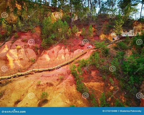 A View Of The Ochre Cliffs Of Roussillon Ranked As One Of The Most Beautiful Villages Of France