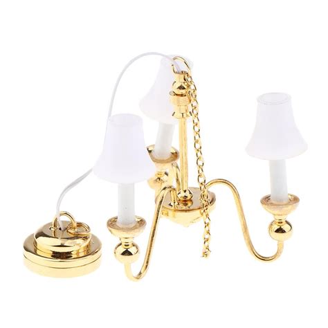 1 12 Miniature Ceiling LED Lamp With Button Battery Dollhouse Handmade