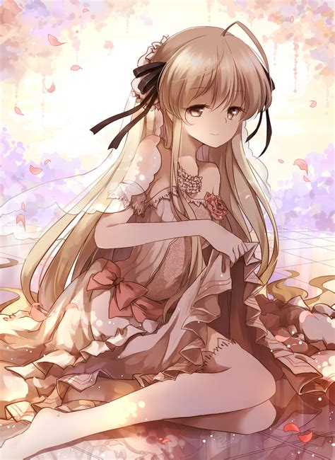Dena Ei Kasugano Sora Yosuga No Sora Highres Girl Ahoge Bare Shoulders Blonde Hair