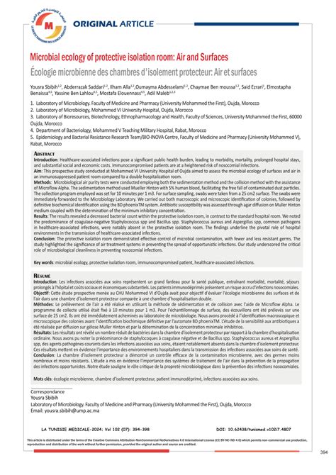 Pdf Microbial Ecology Of Protective Isolation Room Air And Surfaces