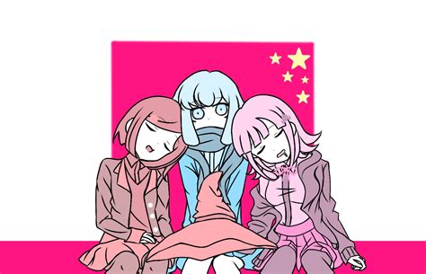 Two Sleepy Girls And Confused Miaya By ハネポッポ Rdanganronpa