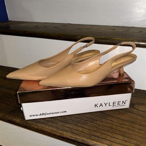 Chic Nude Slingback Kitten Heels By Kayleen Los Depop
