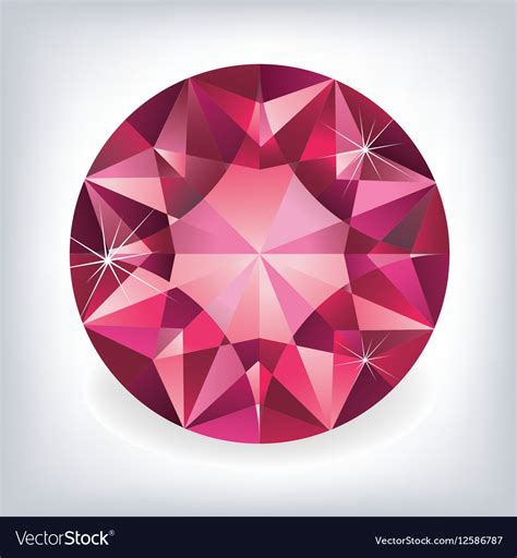 Brilliant Shiny Ruby On Grey Background Royalty Free Vector