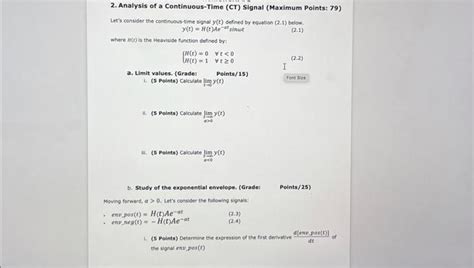 Solved 2 Analysis Of A Continuous Time Ct Signal Maximum