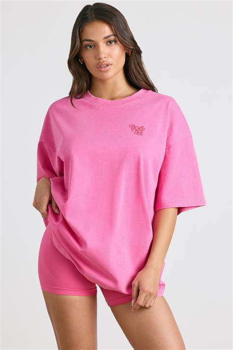 Angel Energy Oversized Short Sleeve T Shirt In Hot Pink Oh Polly