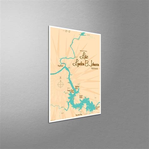 Lake Lbj Texas Map Giclee Art Print Poster From Illustration By