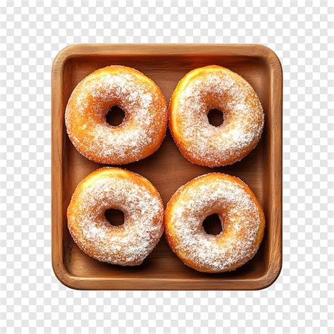 Powdered Sugar Topped Yeast Donuts Isolated On A Clean Background