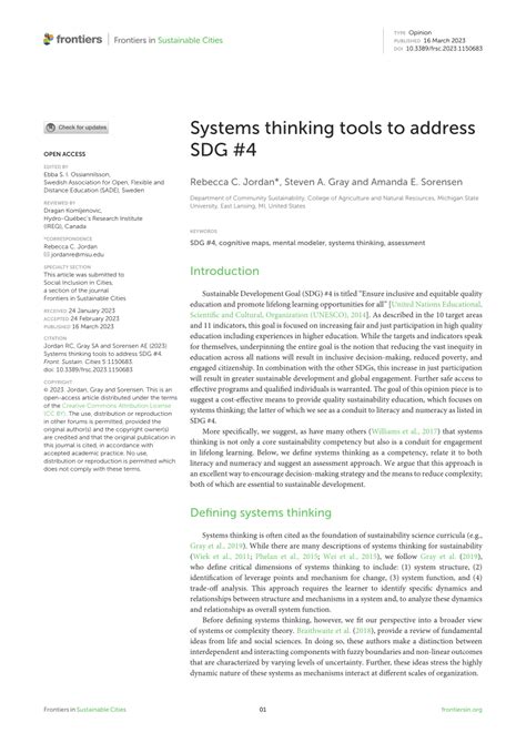 Pdf Systems Thinking Tools To Address Sdg 4