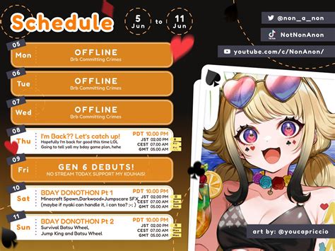 Non Anon亜音ノン 👀 Birthday Bunny 💅 Prism Project On Twitter 【schedule