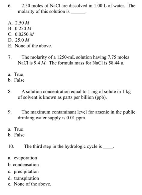 Solved Moles Of NaCl Are Dissolved In L Of Water Chegg