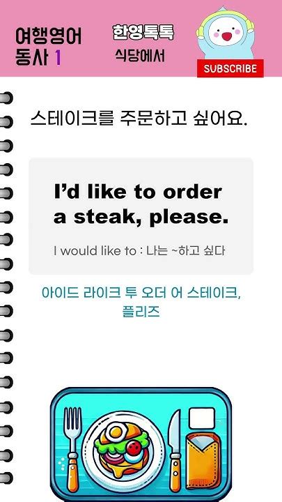 한영톡톡 식당 1 여행 필수 영어 동사and활용문장 숙박 식사 길거리 공항에서 꼭 필요한 단어 회화 표현 Youtube
