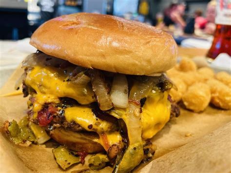 Buffalo Wild Wings Hatch Chili Bacon Double Smash Burger