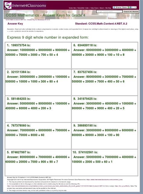 Common Core Answer Key Common Core Worksheets