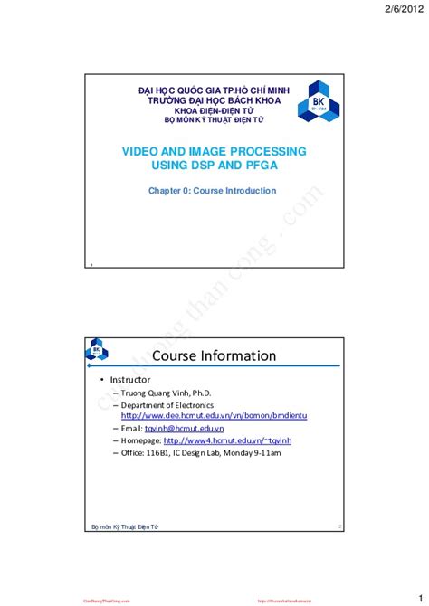Pdf Video And Image Processing Using Dsp And Fpga Đh Bách Khoa Hcm