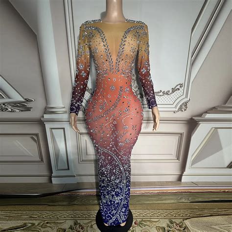 Prom Dresses Sexy Diamonds Flowers Glittering Crystal Stones See