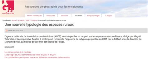 Une nouvelle typologie des espaces ruraux Histoire géographie
