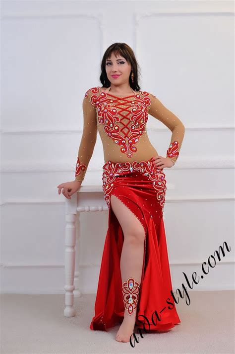Full Coverage Red Belly Dance Costume Aida Style