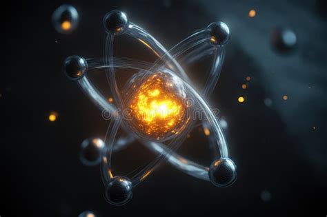 Atomic Structure Visualizes Energy And Interactions In A Futuristic Scientific Concept Stock