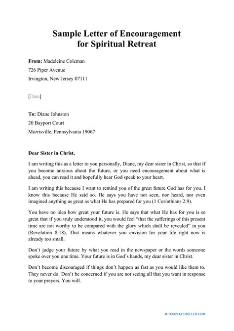 Sample Of Encouragement Letter