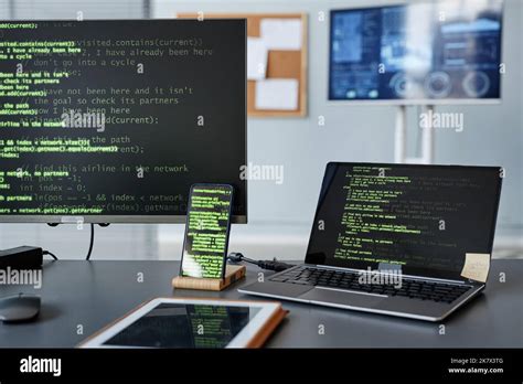 Background Image Of Computer Screens With Green Code Lines At