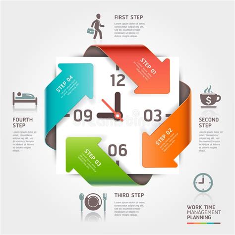 抽象箭头工作时间管理infographics。 向量例证 插画 包括有 叉子 食物 生意人 要素 38941670
