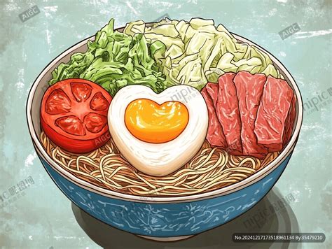 AI创作图鸡蛋面插画 西塔大冷面插画 冷面菜单插画 手绘冷面 冷面实物插画 卡通冷面 一碗面插画 卤面插画 美味拉面插画 牛肉冷面插画 汤面