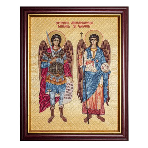 Icoana Cu Sfintii Arhangheli Mihail Si Gavriil Brodata Inramata 31