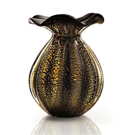 Vaso Em Cristal Murano Preto E Ouro K São Marcos cm Vasos para plantas Magazine Luiza