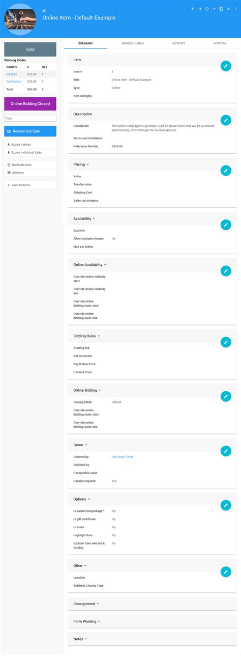 Item Details Auctria