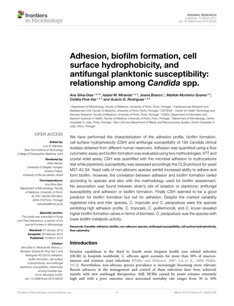 Pdf Adhesion Biofilm Formation Cell Surface Hydrophobicity And